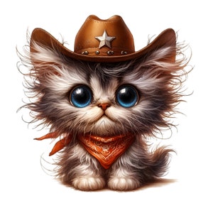 Funny Cat With Cowboy Hat and Bandana 12 PNG Comics Western Animal ...