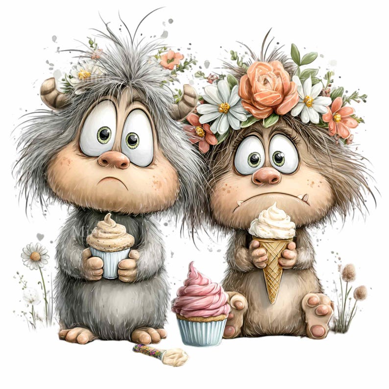 15 PNG Ice Cream Monsters – Cute Monster PNG Clipart – Digital Download ...