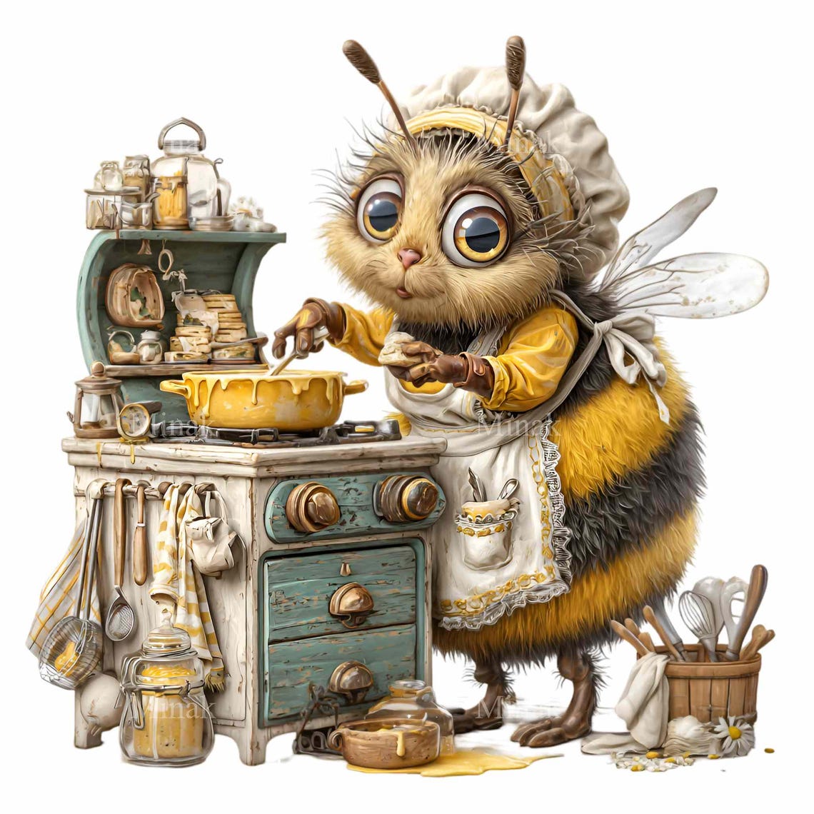 16 PNG Bee Chef Clipart, Honey Cooking Art Whimsical Insect Kitchen ...