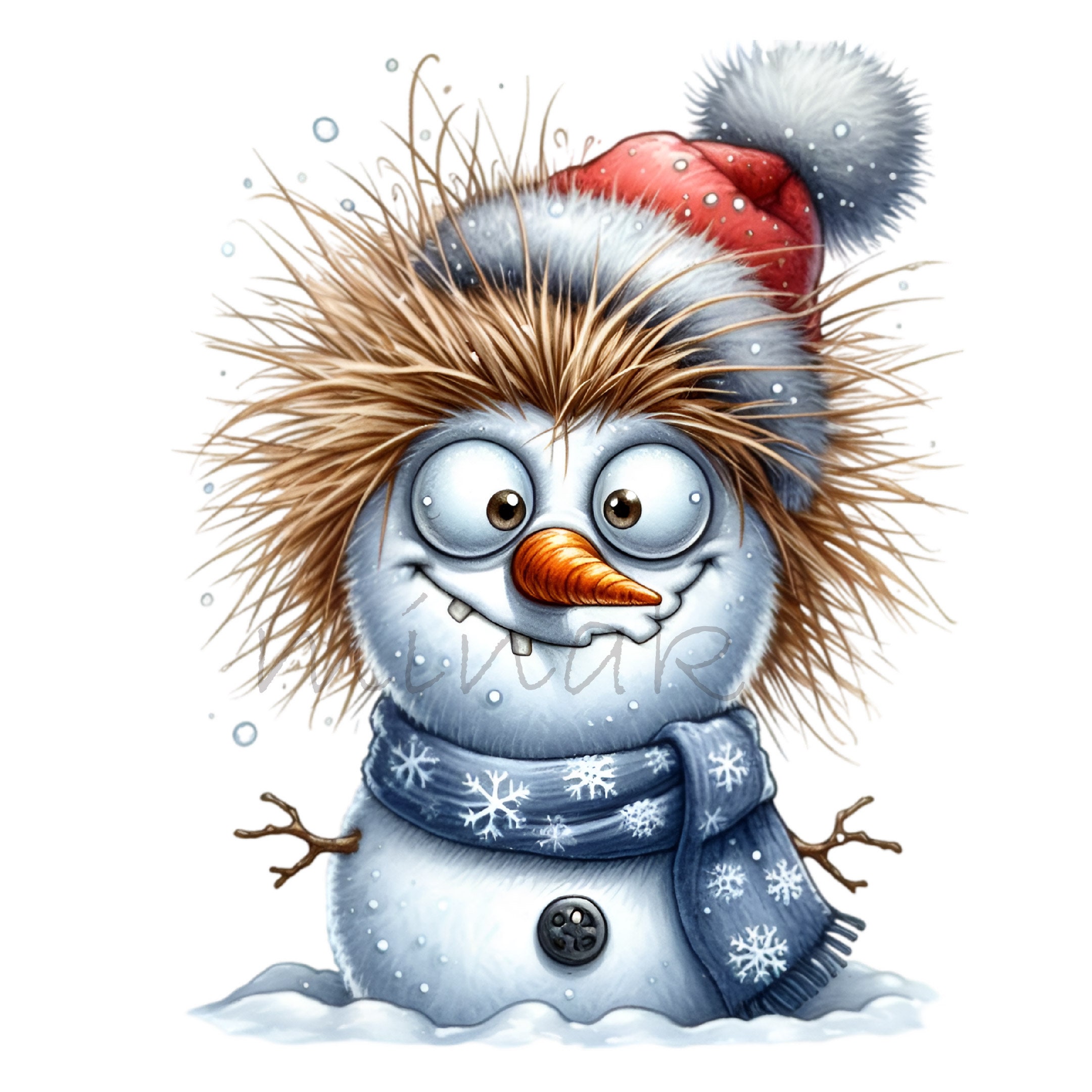 Funny Snowman Winter Hat 12 PNG Crazy Funny Kids Cartoon Illustration ...
