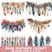 Boho Feathers Clipart Bundles, 18 PNG Watercolor Beaded Plumes Garland ...