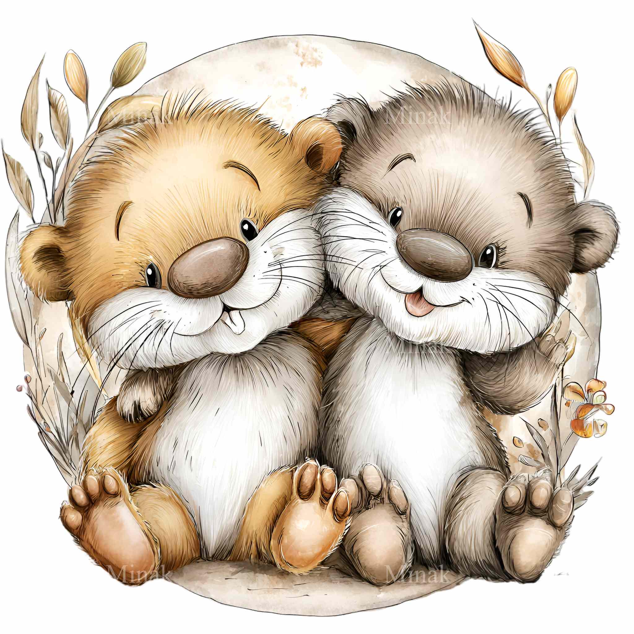 14 PNG Cute Otter Clipart – Woodland Animal PNG for Sublimation ...
