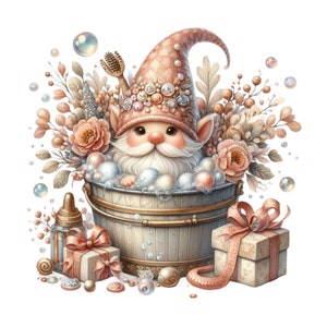 12 Spa Gnome PNG, Cute Gnome in Bathtub With Bubbles, Relaxing Care ...