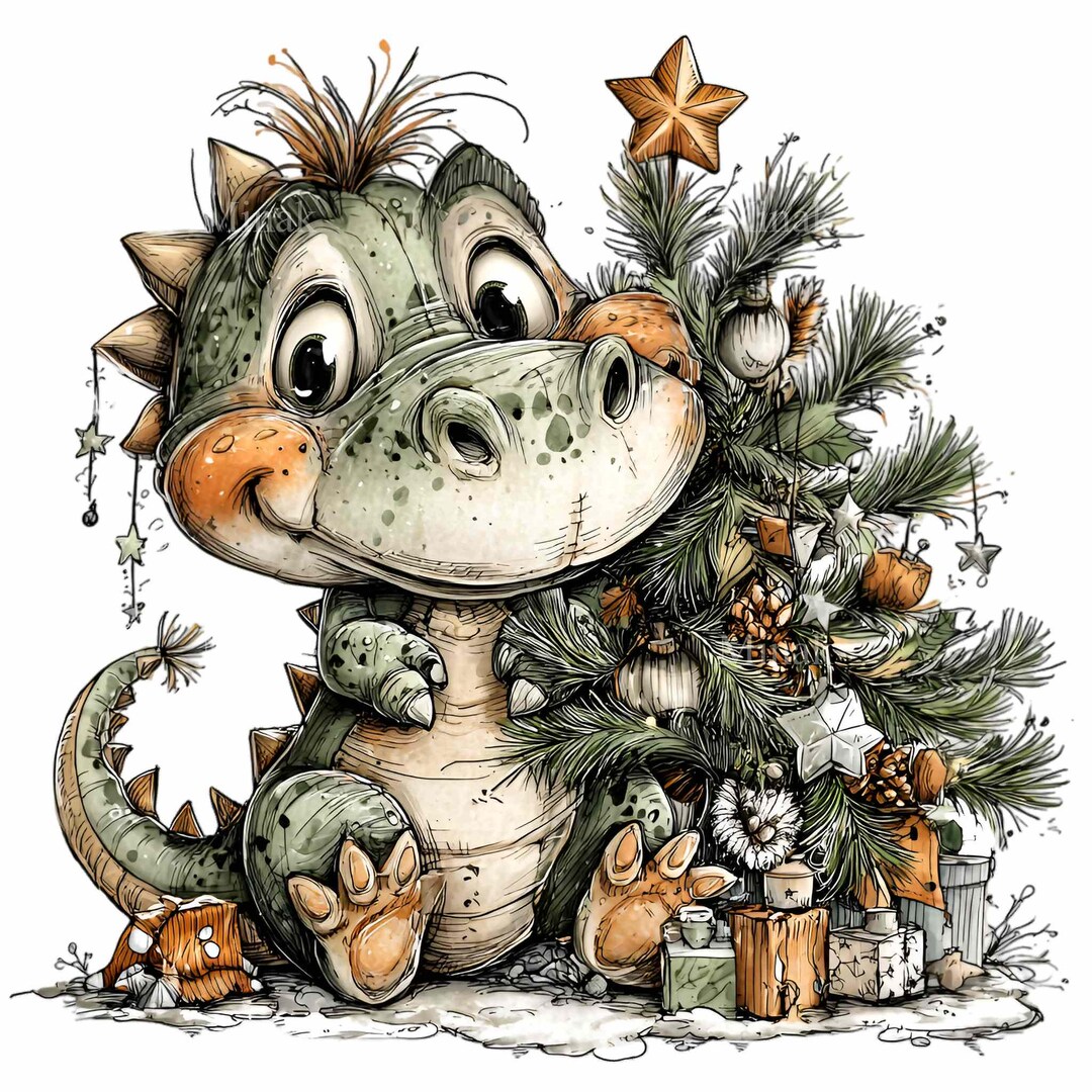 14 PNG Christmas Dinosaur Clipart – Cute Dino PNG – Festive Holiday ...