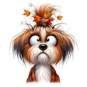 Funny Dog Fall Leaves 12 PNG Crazy Cute Animal Graphics Cartoon ...