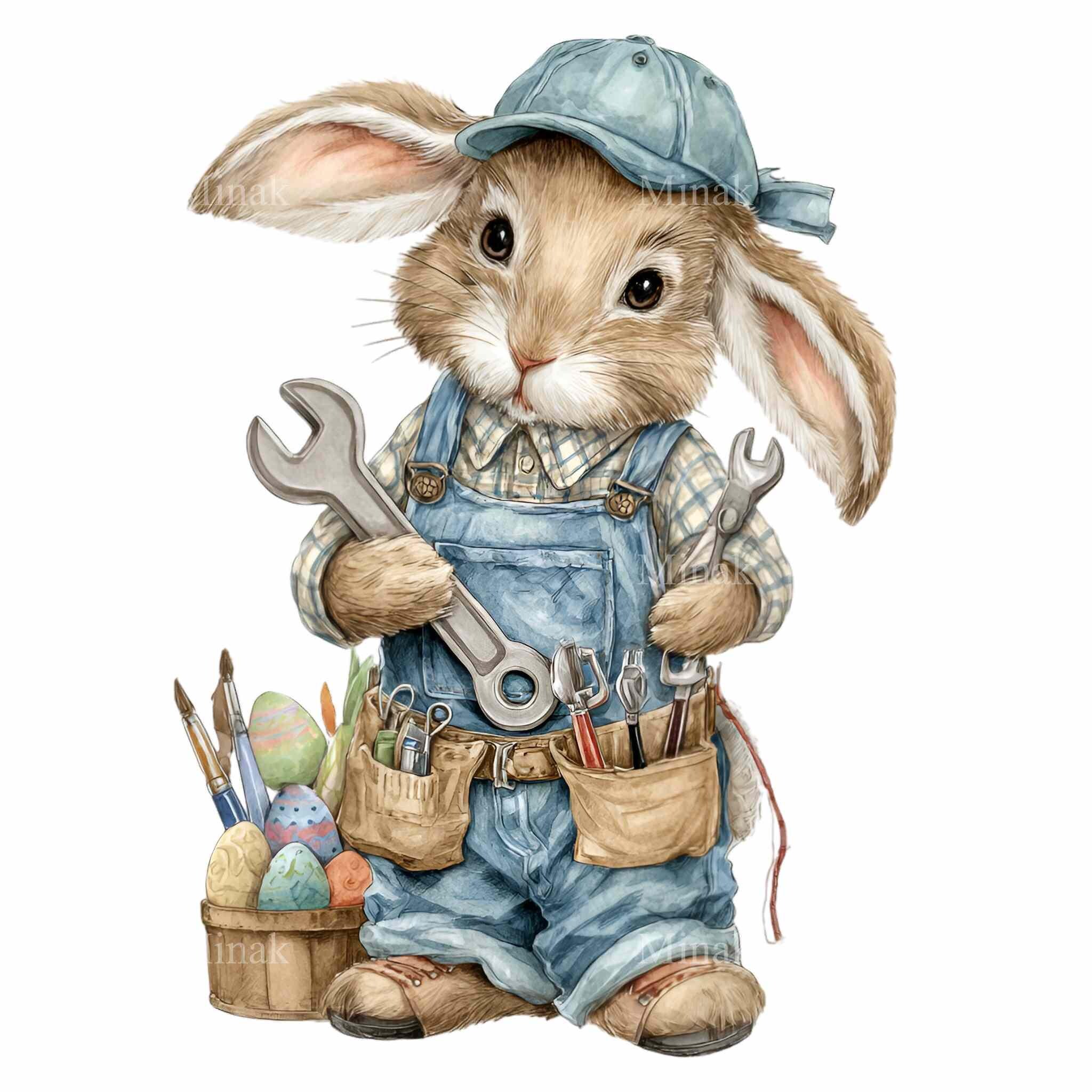 16 PNG Handyman Bunny Clipart – Tool Rabbit Illustration, Father’s Day ...