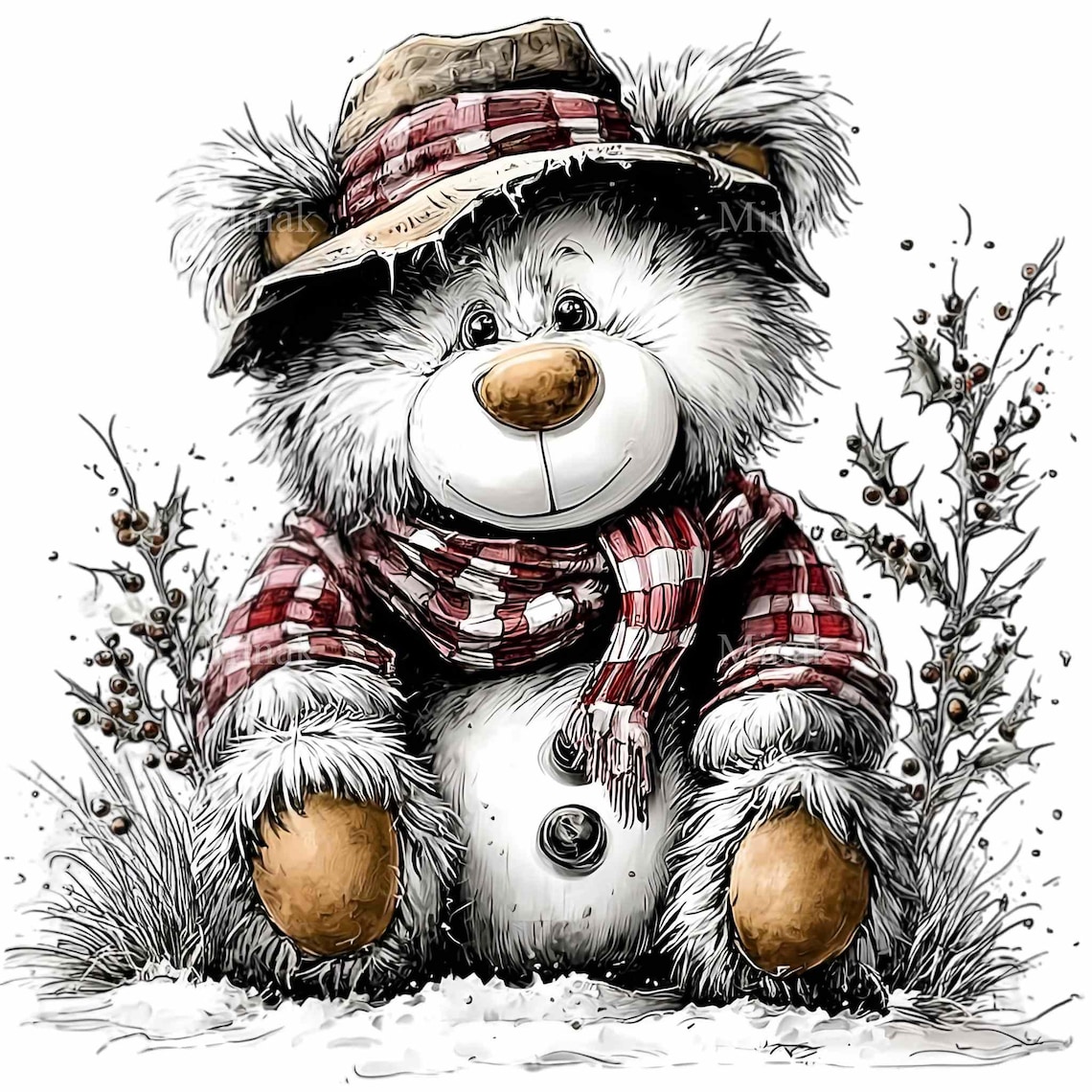 15 PNG Winter Bear Clipart - PNG Holiday Animal Illustration - Digital ...