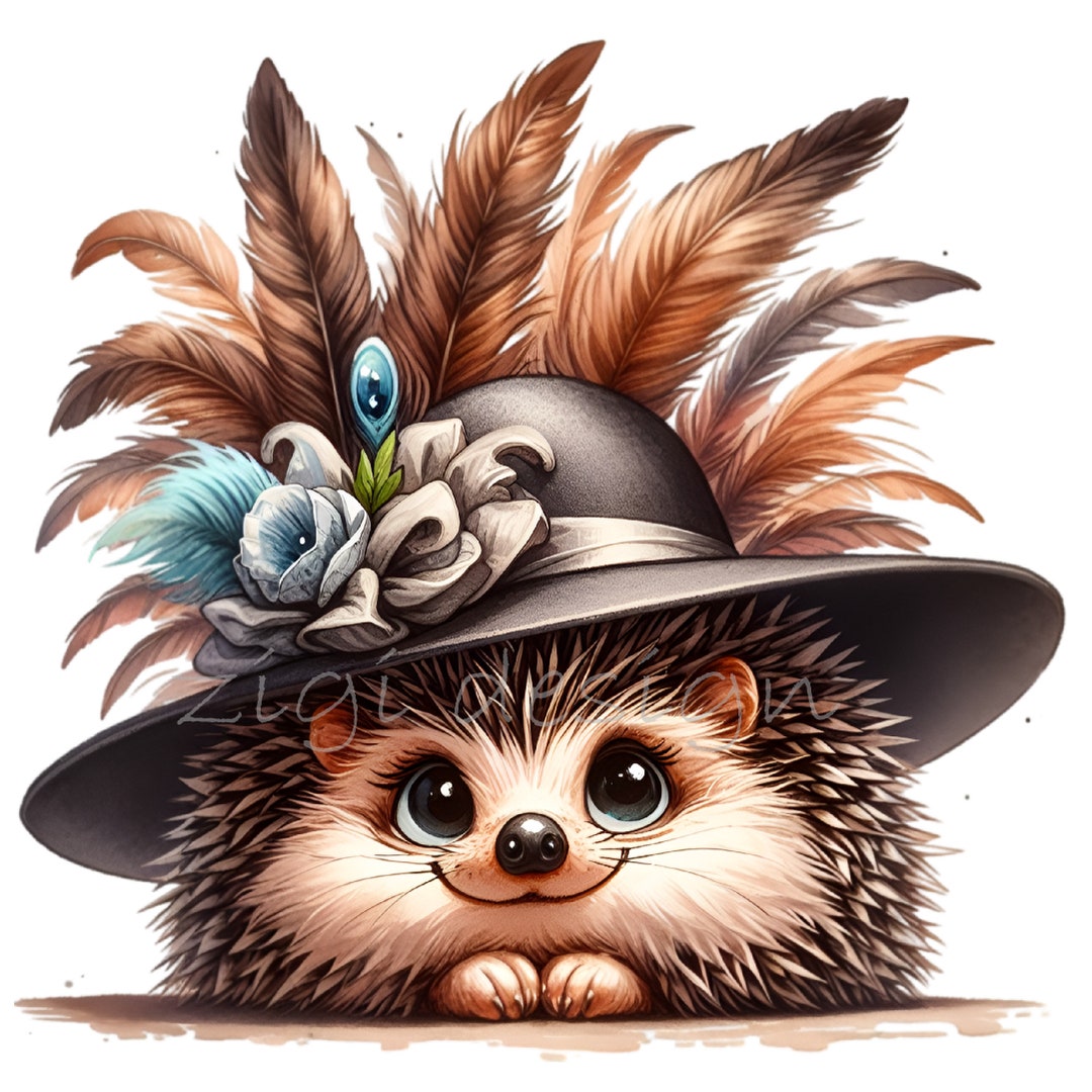 15 Elegant Hedgehog PNG Clipart, Cute Cartoon Hedgehog With Fancy Hat ...