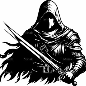 6 SVG Hooded Assassin SVG Cut File – Dark Medieval Warrior Clipart ...