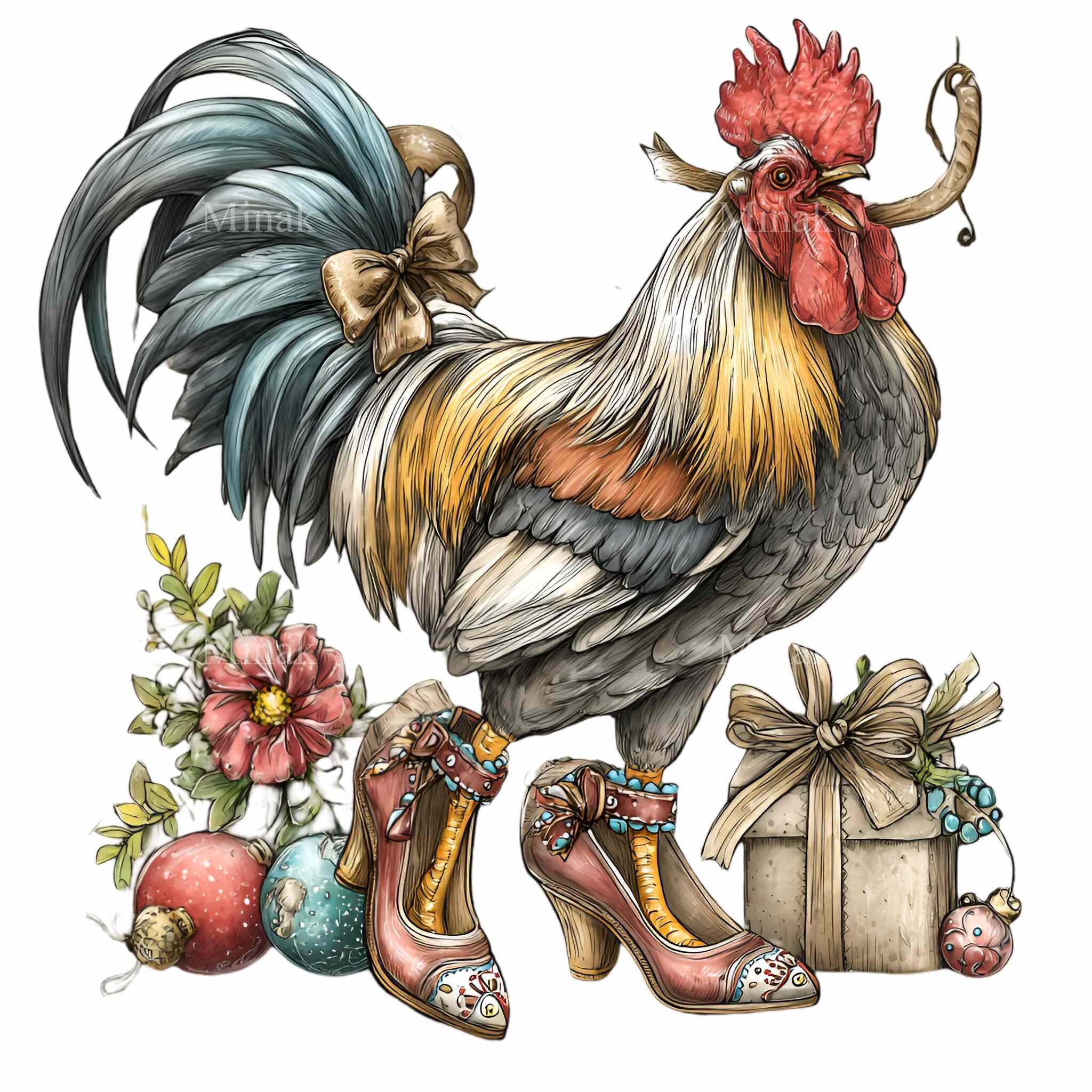 15 PNG Fashion Rooster Clipart – Dressed Chicken PNG in Boots – Quirky ...