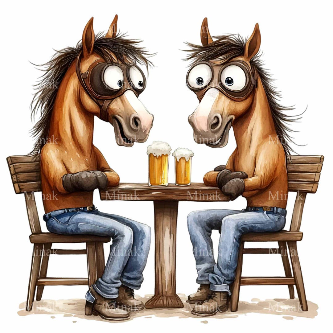 15 Lustiges Pferd PNG Clipart, Cartoon Pferde trinken Bier, Western ...