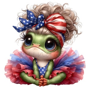 Patriotic Frog Clip Art 12 PNG USA Flag - Etsy