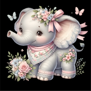 15 PNG Elephant Clipart PNG – Baby Girl Elephant With Glasses and ...