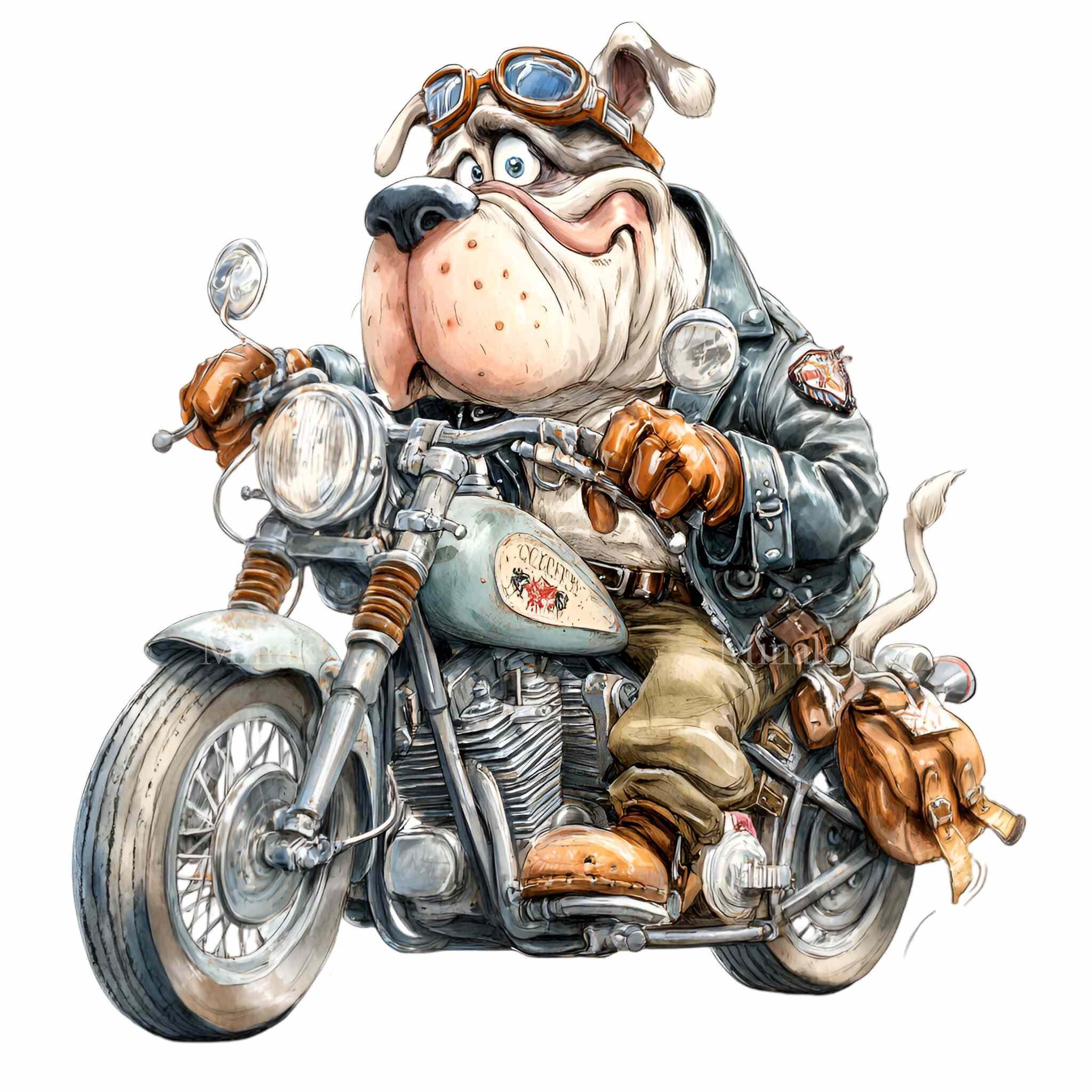 12 PNG Motorcycle Bulldog Clipart - Biker Dog PNG Digital Download for ...