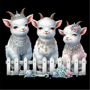 Princess Goat Twins Clipart Adorable Goat Illustration 10 PNG - Etsy