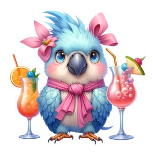 Parrot Clipart PNG, Cocktail Clip Art, 10 Tropical Bird Clip Art, Gift ...