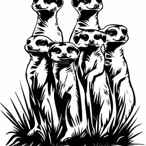 4 Meerkat Family SVG, Wildlife Cut File, Group of Curious Meerkats ...
