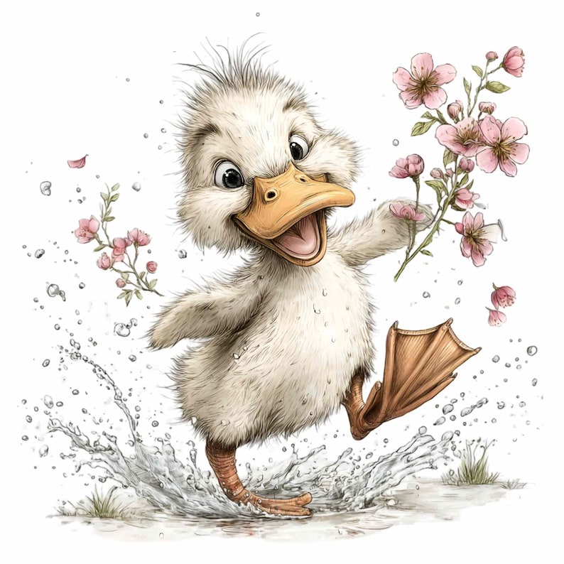 15 PNG Baby Duck Clipart – Spring Duckling Splashing Water, Kids ...