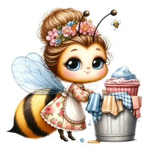 Honey Bee Wash Clothes Clip Art, 12 PNG Funny Girl Laundry Grandma ...