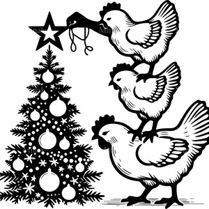 7 SVG Christmas Chicken SVG – Farm Animal Tree Cut File – Funny Holiday ...
