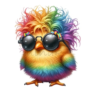 Rainbow Chick Fanny Bird 15 PNG Farm Animal Illustration Clipart ...