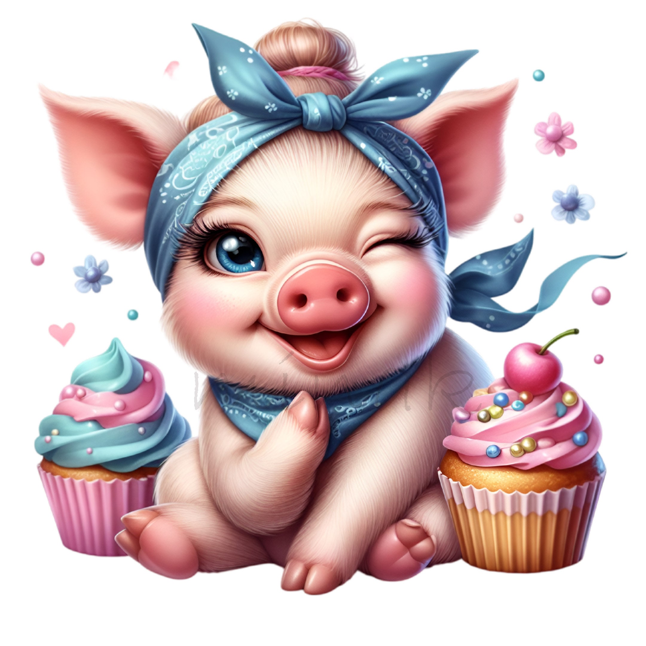 10 PNG Cupcake Pig Clipart – Cute Piglet Sweet – Digital Download for ...