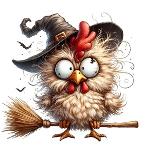 15 PNG Witch Chicken Clipart – Halloween Hen Illustration – Spooky Farm ...