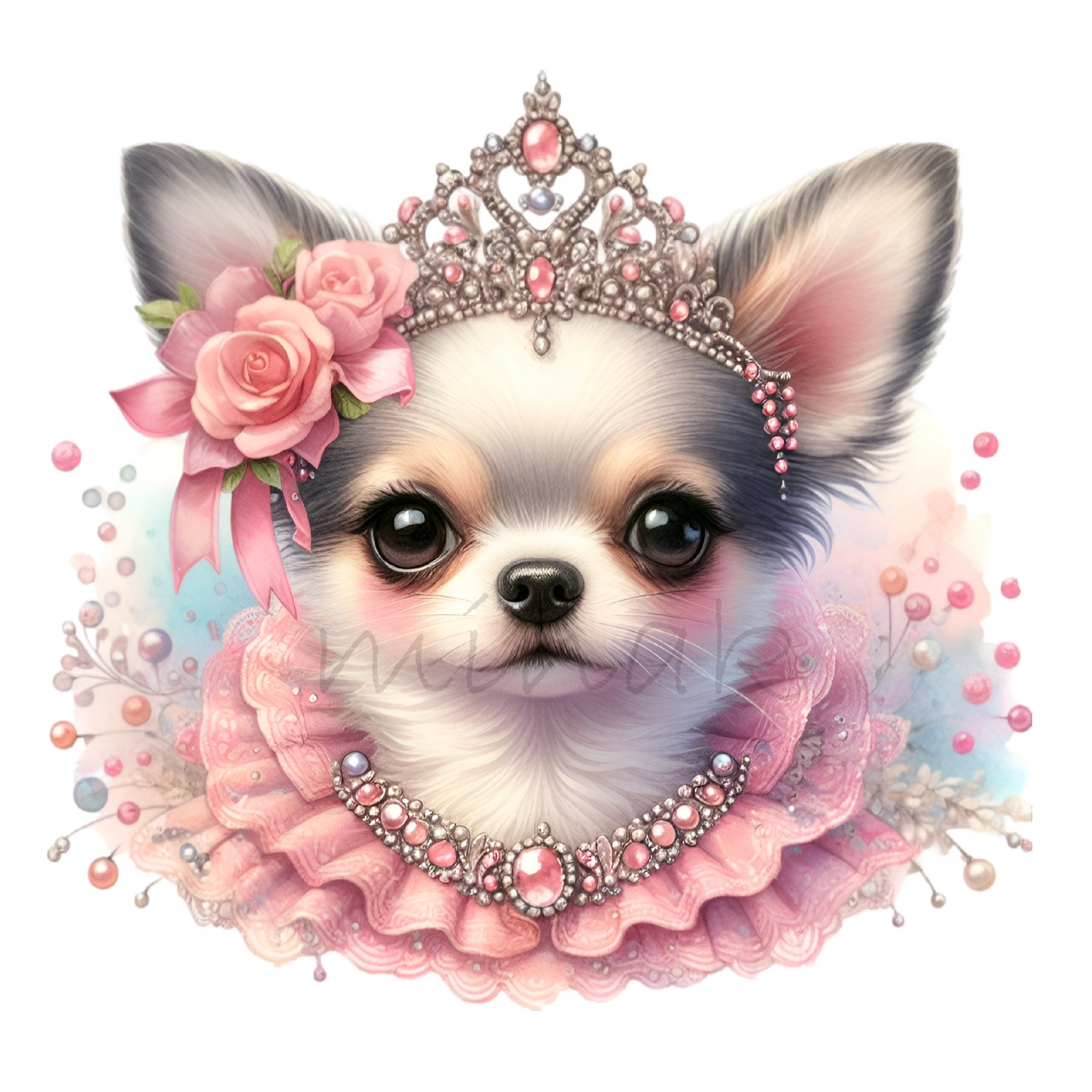 10 PNG Princess Chihuahua Royal Puppy Clipart, Pink Tiara Dog, Girl ...