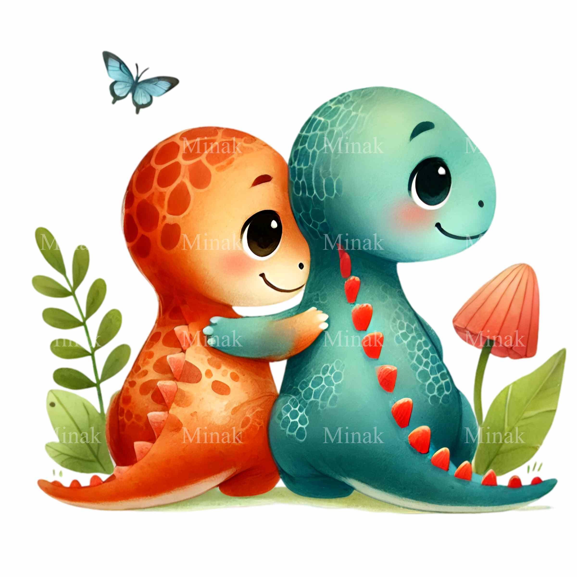 10 PNG Baby Dinosaur Clipart – Hugging Dino Illustration for Kids Decor ...