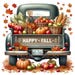 Vintage Green Truck Fall Harvest Clipart 15 Pumpkin and Sunflower Fall ...