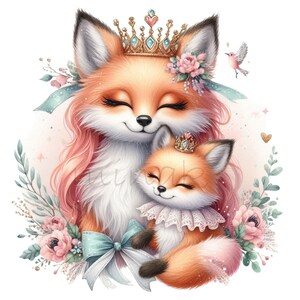 10 PNG Princess Fox Clipart – Mother Baby Illustration, Fairytale ...