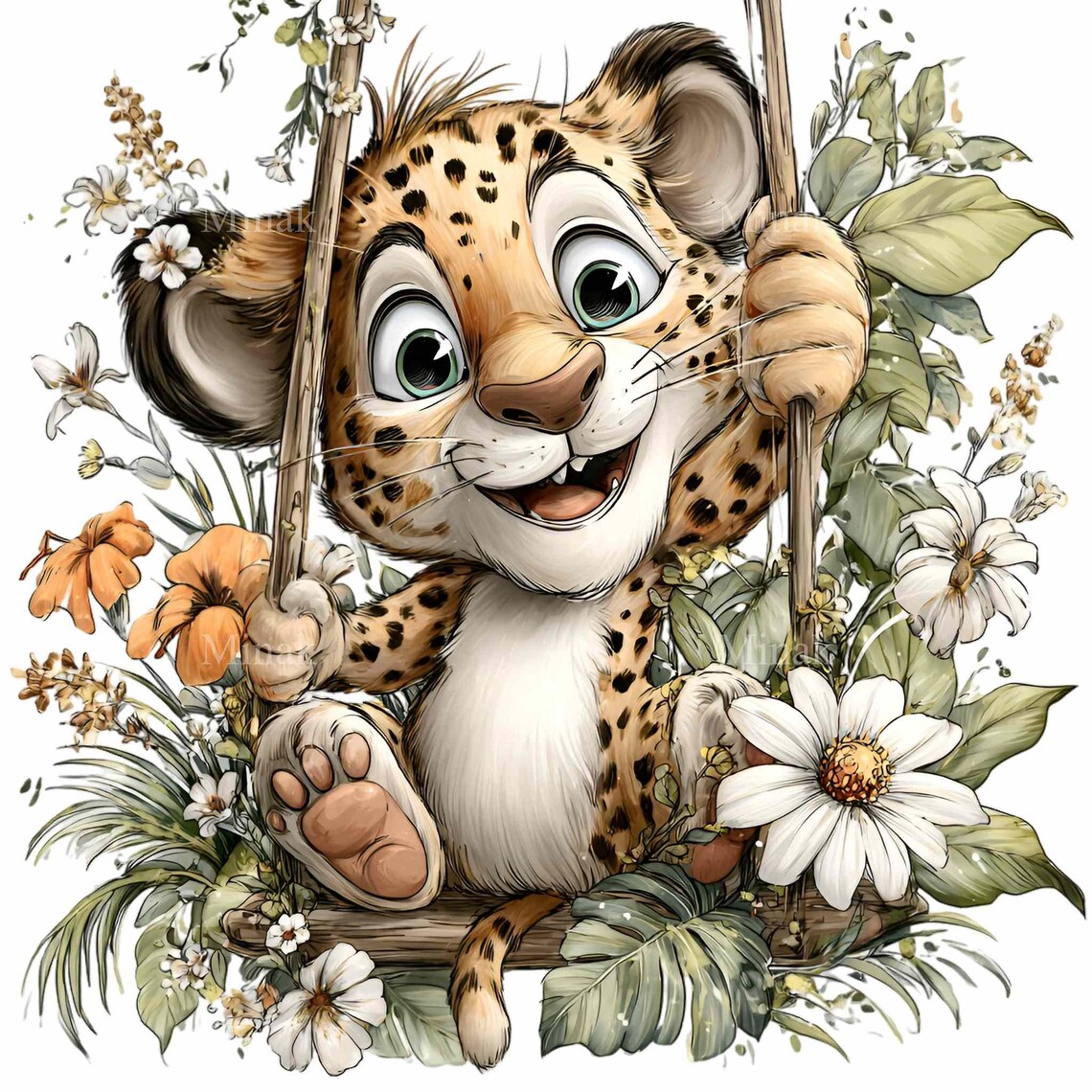 14 PNG Tiger Swing Clipart – Cute Tiger PNG – Jungle Animal Art With ...