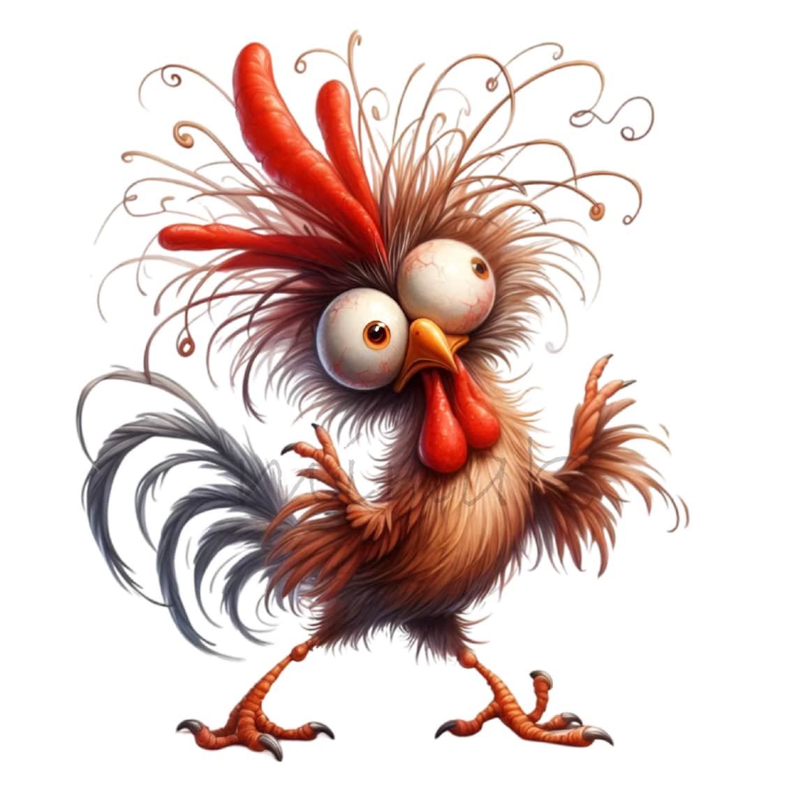 Funny Scruffy Rooster Clipart PNG - 10 Comical Cartoon Chicken With ...