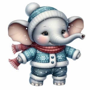 Baby Elephant PNG Clipart in Winter Clothes, 12 Adorable Elephant With ...