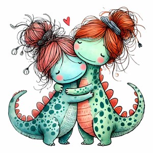 15 PNG Dinosaur Friends Clipart – Cartoon Dino Pair Illustration for ...