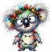14 Funny Christmas Koala PNG Clipart With Glasses, Santa Hat and Lights ...