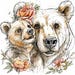 10 PNG Mother and Baby Bear Clipart – Cute Floral Bear Illustration ...