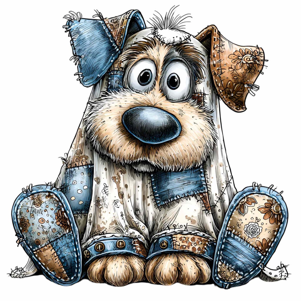 12 PNG Patchwork Dog Clipart - Cute Puppy PNG Illustration - Rustic ...