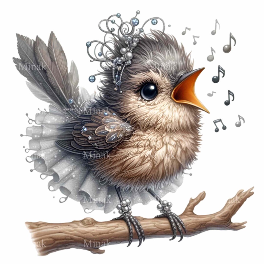 12 PNG Singing Bird Clipart – Cute Songbird PNG – Digital Download for ...