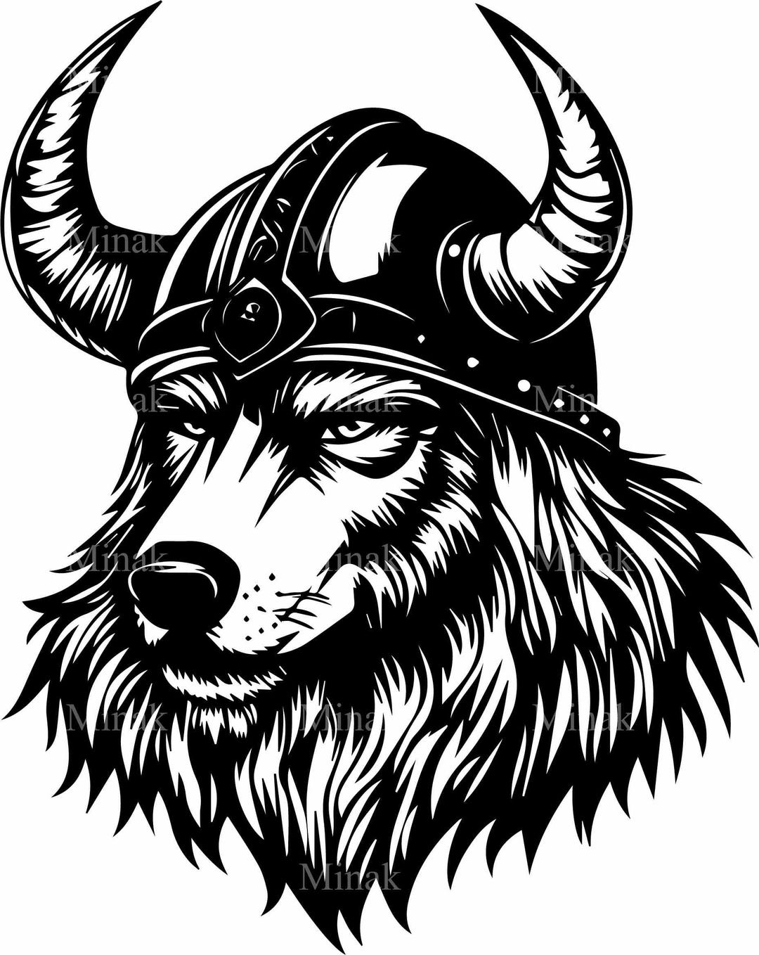 5 SVG Wolf With Viking Helmet SVG – Warrior Wolf Clipart – Nordic ...