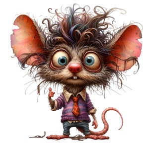 Funny Mouse Fluffy Hair, 10 PNG Crazy Quirky Animal Cartoon ...
