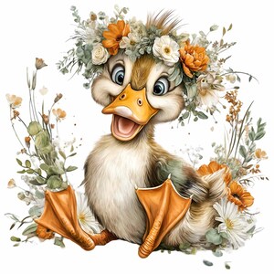 12 PNG Floral Duckling Clipart – Cute Duck PNG – Spring Animal ...