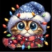 Cute Christmas Cat in Snow Hat With Holiday Lights PNG, 12 Adorable ...