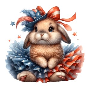 Patriotic Bunny PNG Clipart | 12 Cute Bunny in Stars and Stripes Outfit ...