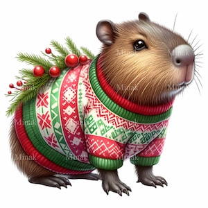 14 PNG Holiday Animal Clipart – Christmas Capybara PNG – Cute Festive ...