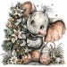 10 PNG Holiday Elephant Clipart – Baby Animal PNG With Gifts – Winter ...