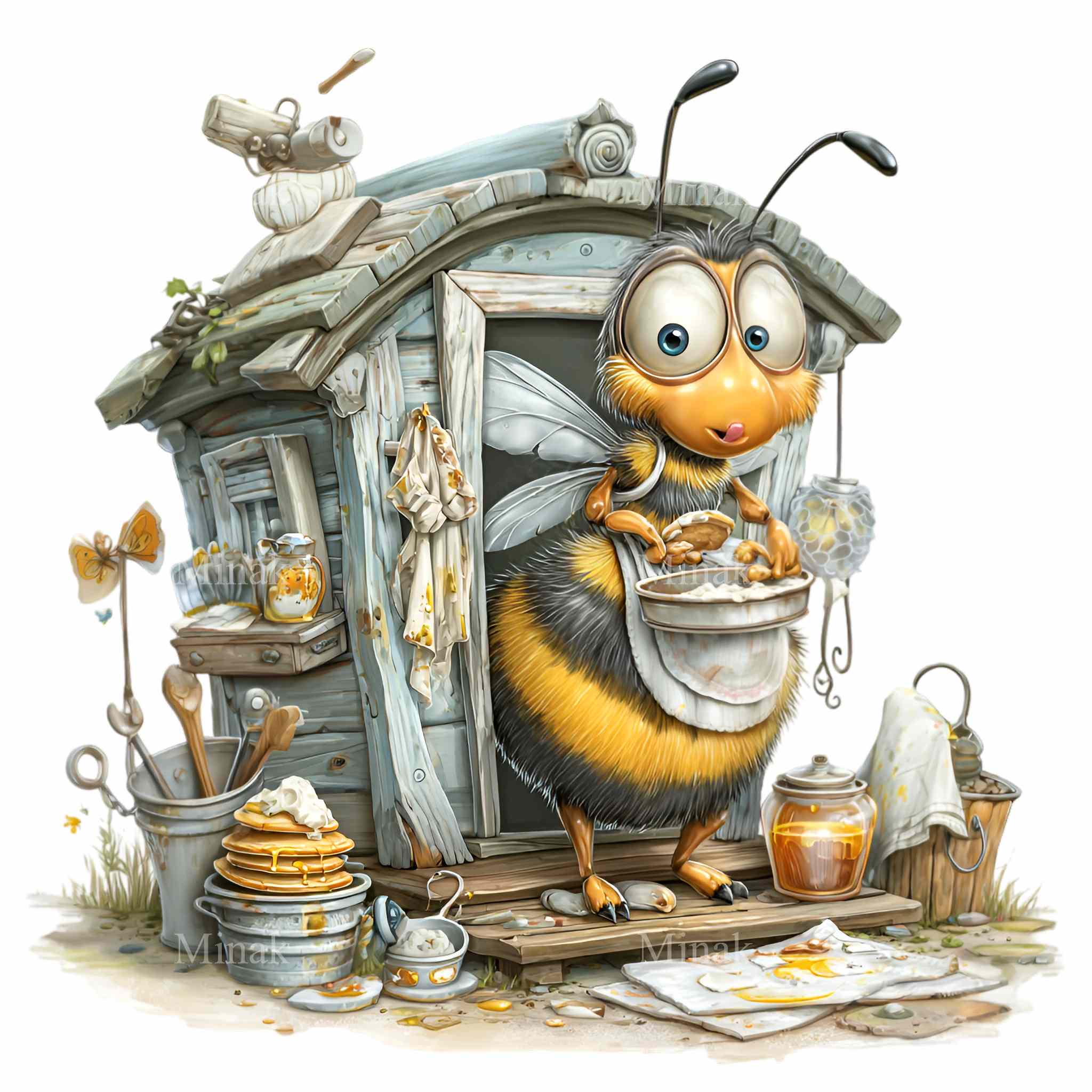 16 PNG Bee Chef Clipart, Honey Cooking Art Whimsical Insect Kitchen ...