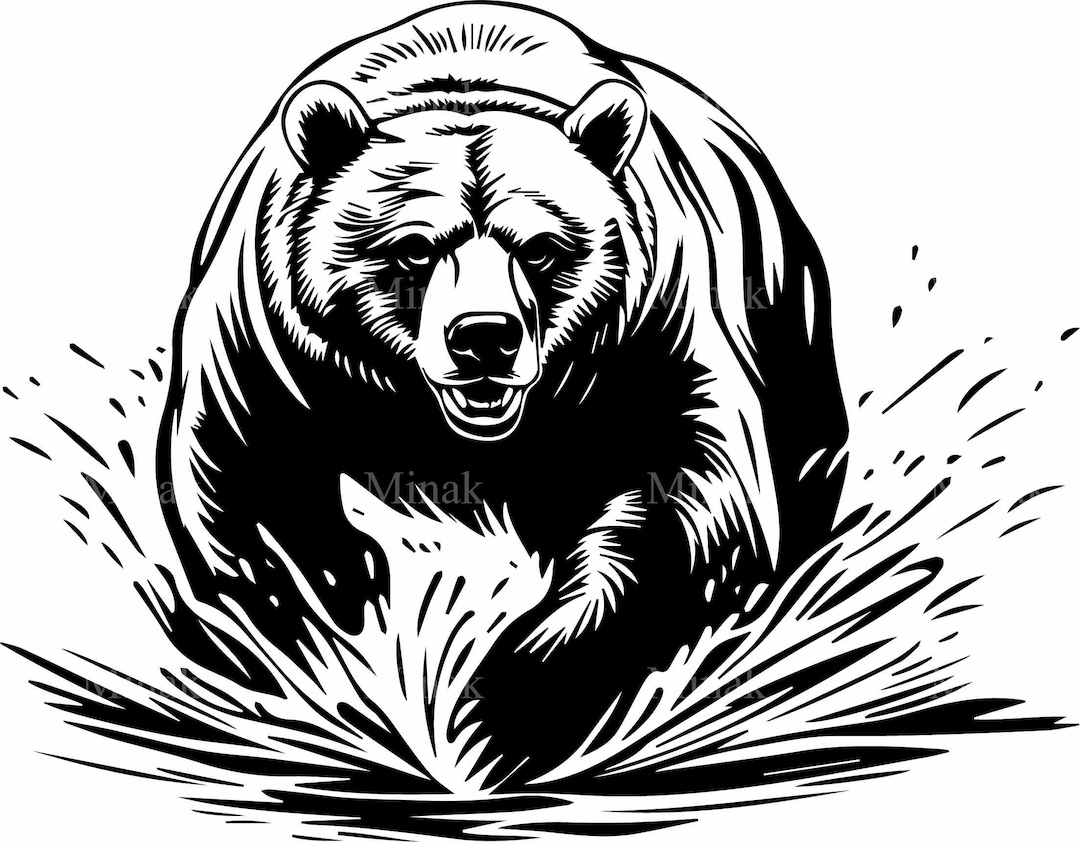 4 SVG Running Bear Silhouette – Grizzly SVG Cut File – Wildlife Decal ...