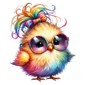 Rainbow Chick With Sunglasses Clipart 12 Fun and Quirky PNG for T ...