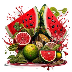 Watermelon Clipart Bundle PNG, 15 Watercolor Summer Fruit Food ...